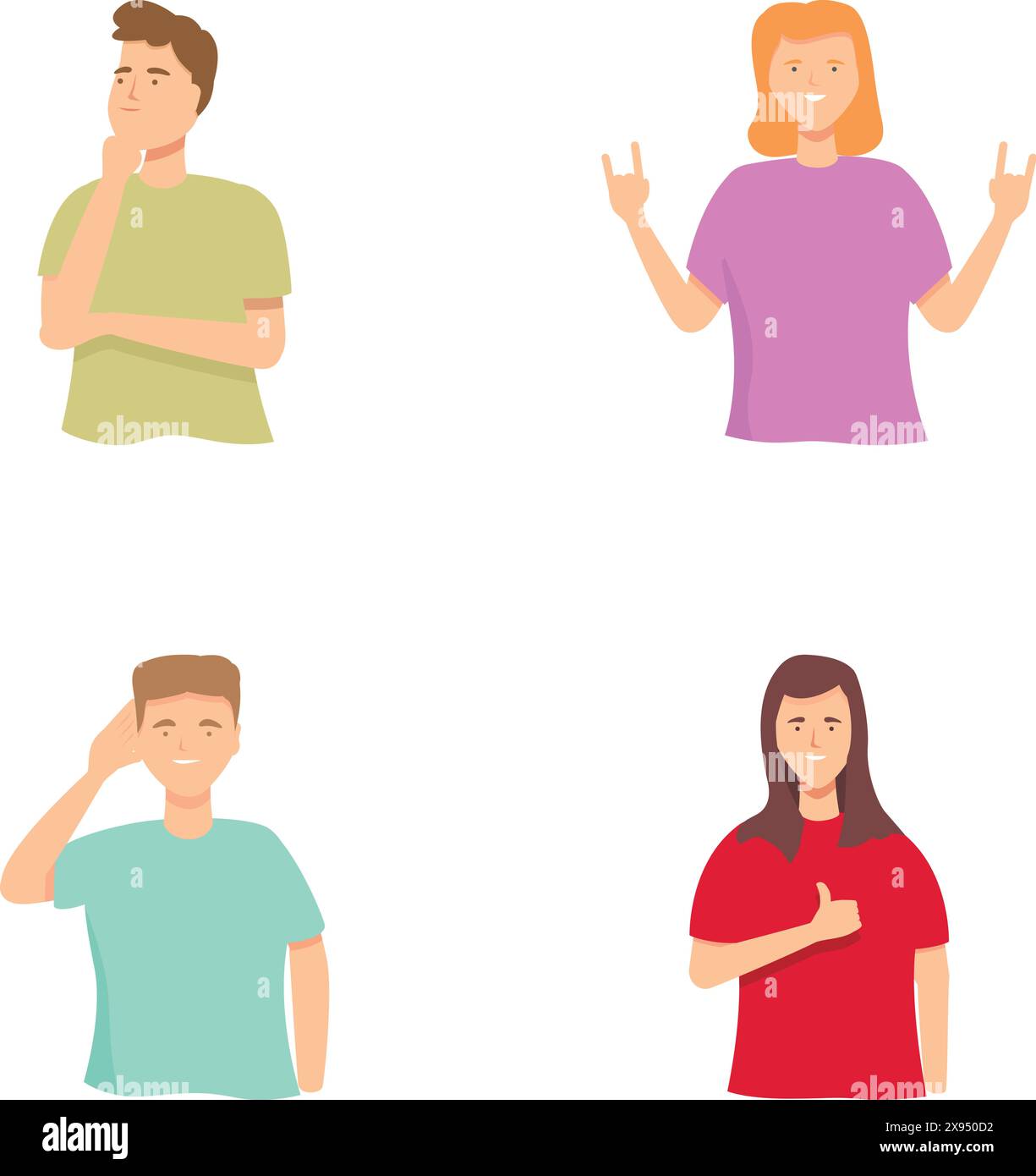 Collection of cartoon characters with various expressions and gestures ...