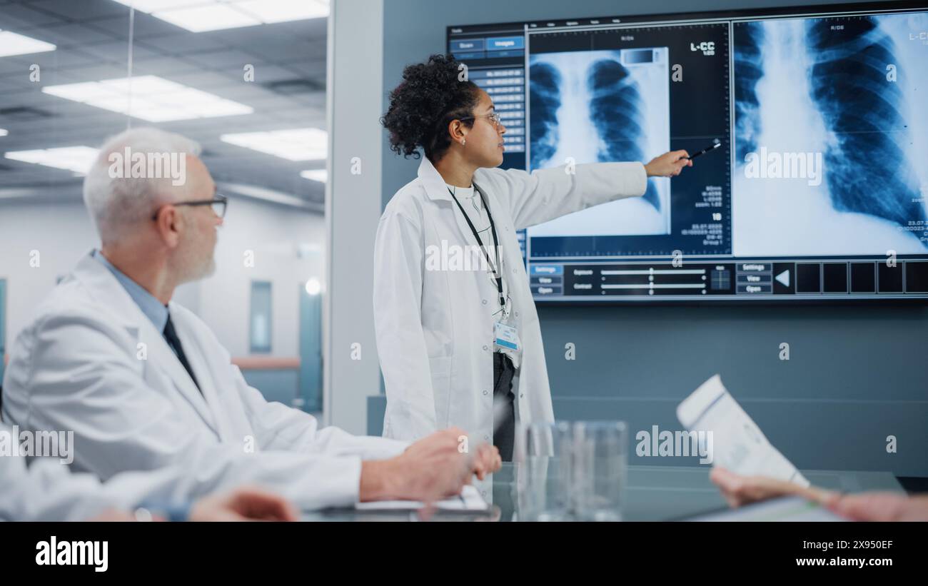 Hospital Conference Meeting Room: Black Female Physician Presents ...