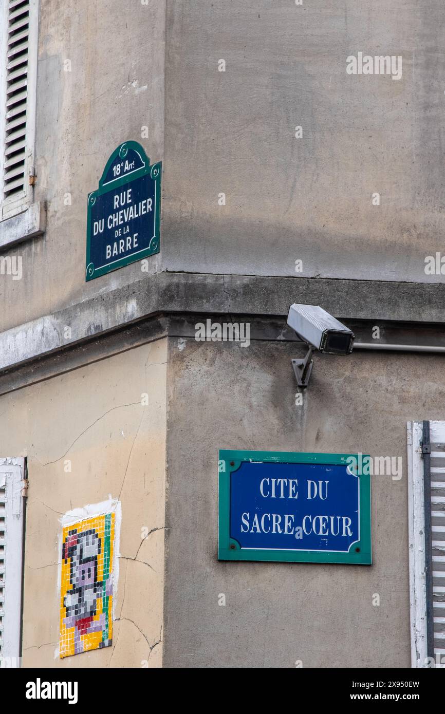 Paris, France, Apirl 20th 2024:- A view of street name signs in the ...