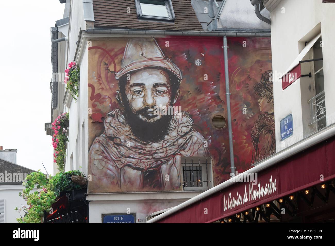 Paris, France, Apirl 20th 2024:- A view of street art in the Montmartre ...