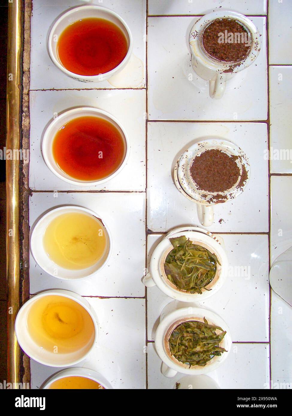 different tea breeds for tasting in a tea factory Stock Photo - Alamy