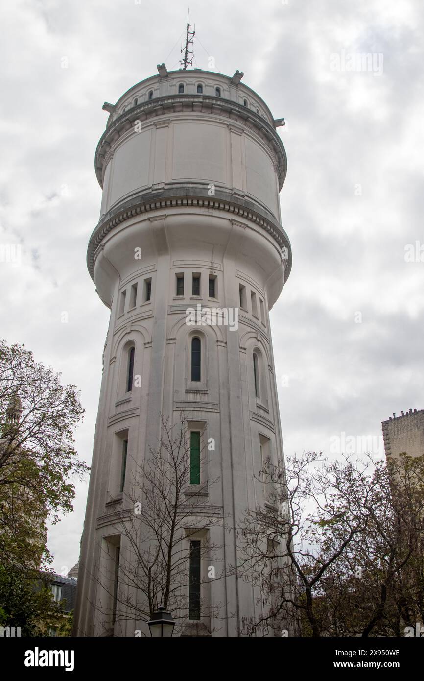 Paris, France, Apirl 20th 2024:- A view of a water tower in the ...