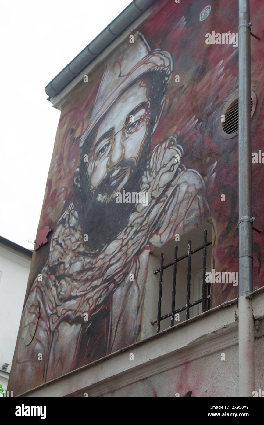 Paris, France, Apirl 20th 2024:- A view of street art in the Montmartre ...