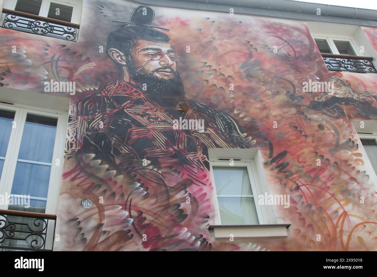 Paris, France, Apirl 20th 2024:- A view of street art in the Montmartre ...