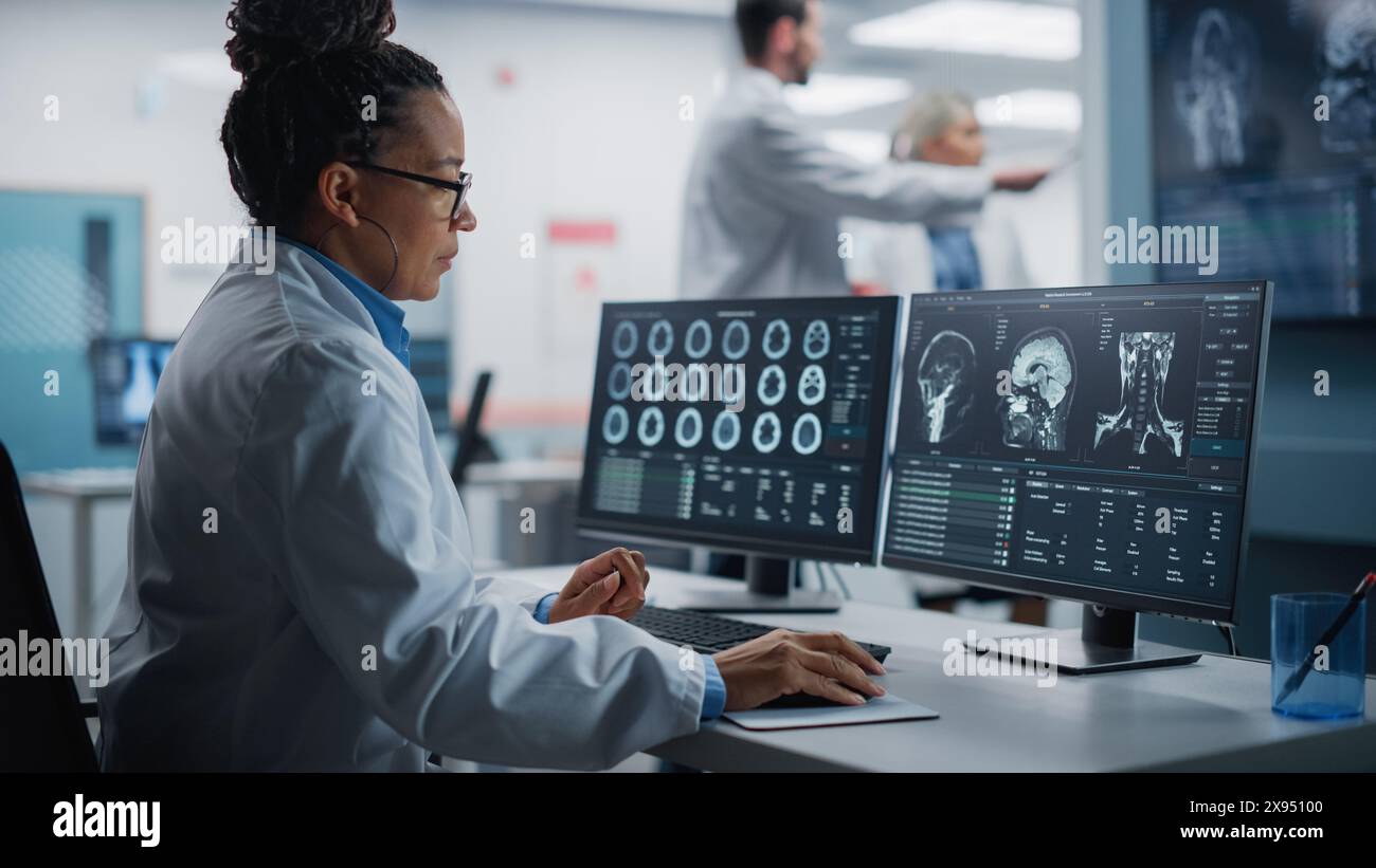 Medical Hospital Research Lab: Black Female Neuroscientist Using ...