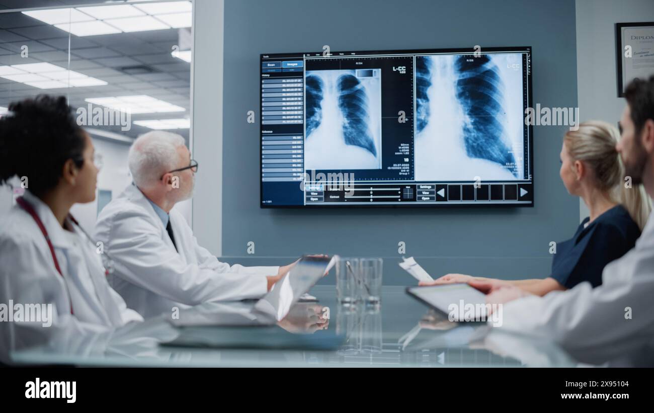 Health Care Hospital Conference Meeting Room with Diverse Team of ...