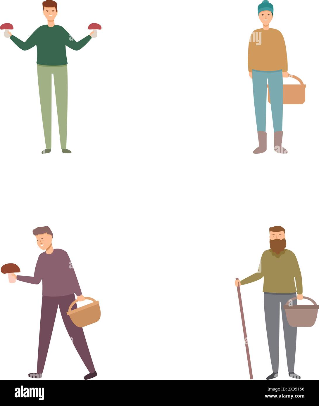 Vector set featuring male characters in various life stages, from youth ...