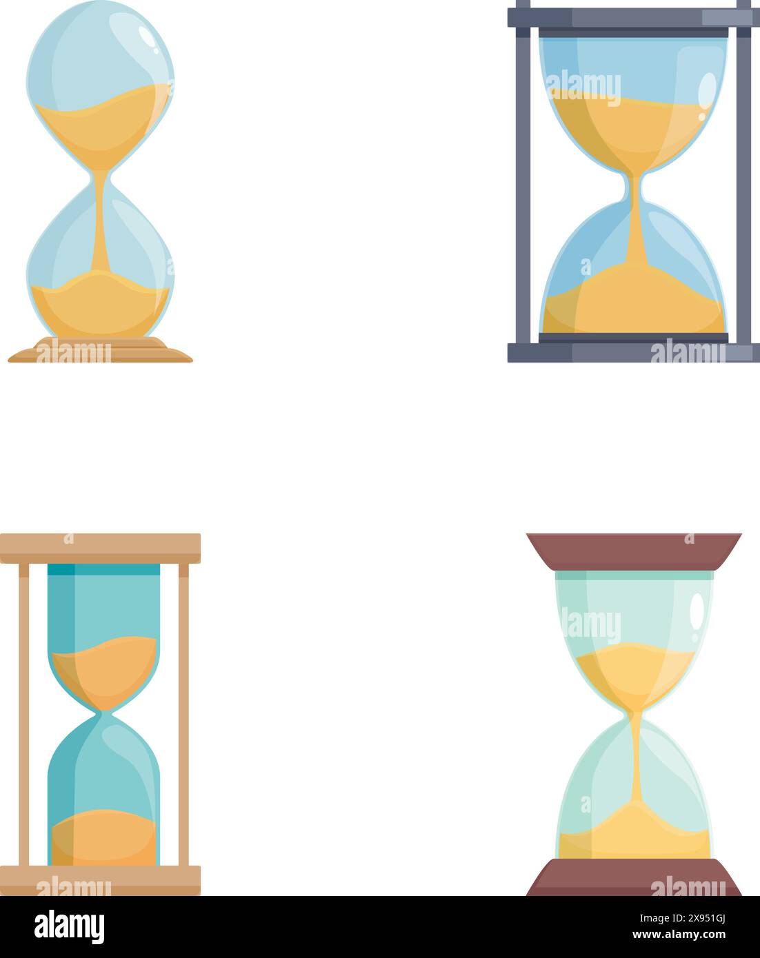 Vintage collection of hourglass icons set with various time management ...