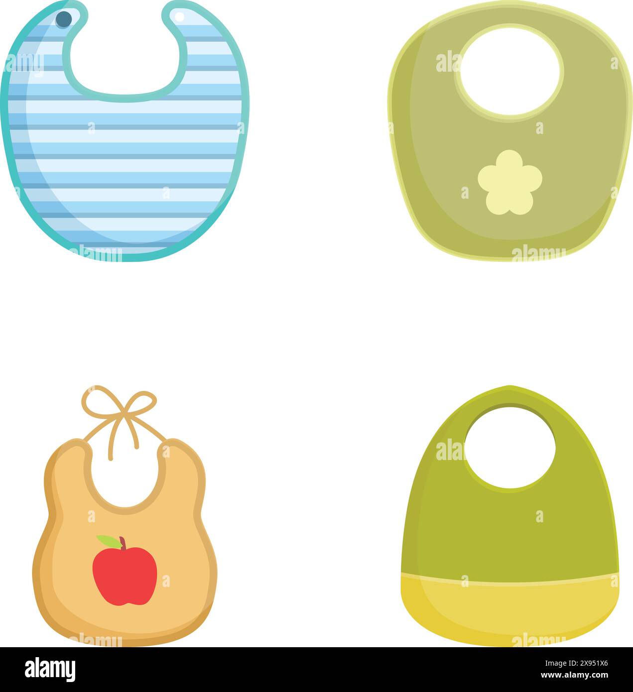 Collection of cute baby bibs in various designs and colors for mealtime ...