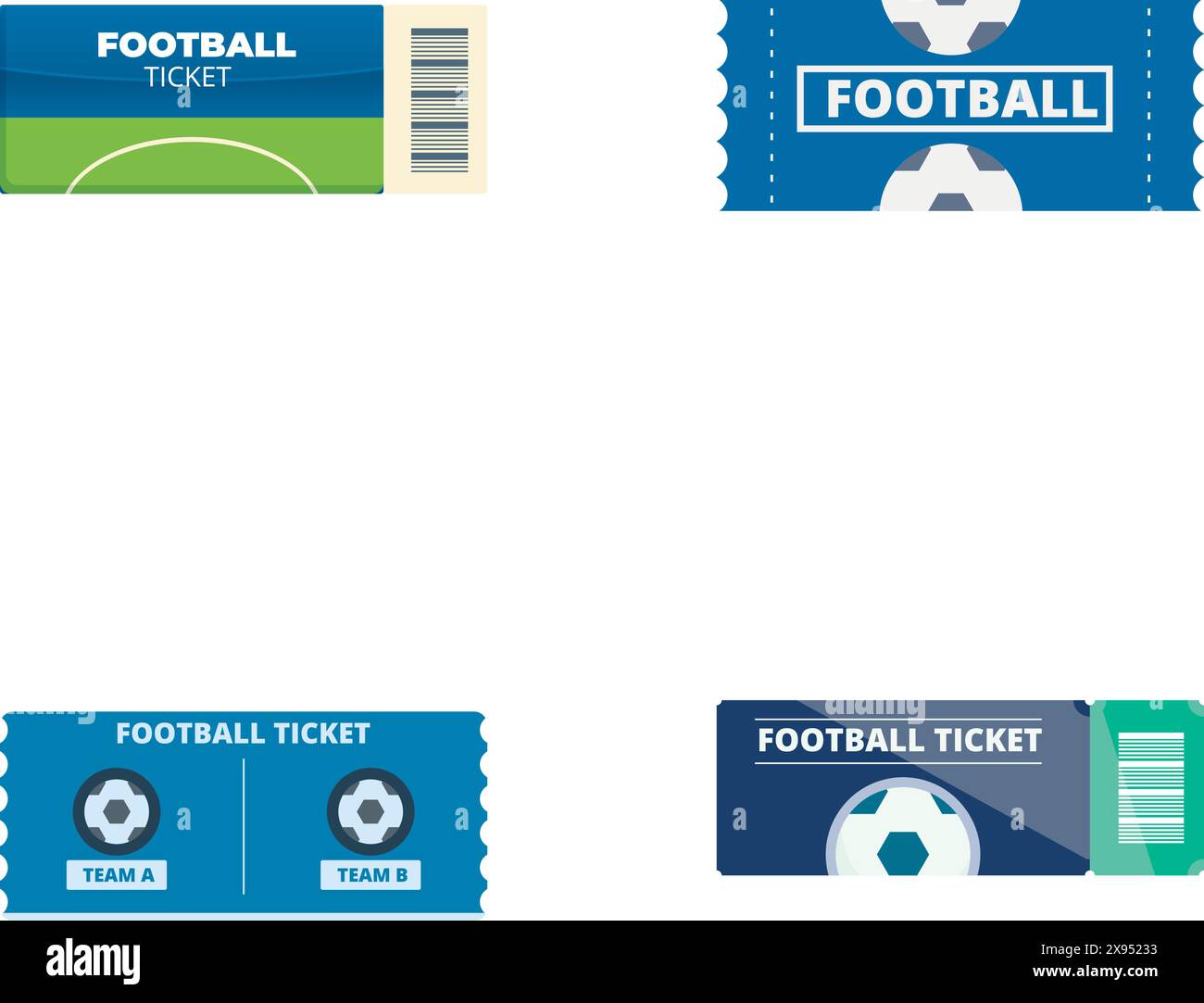 Four flat design icons representing football match tickets Stock Vector ...