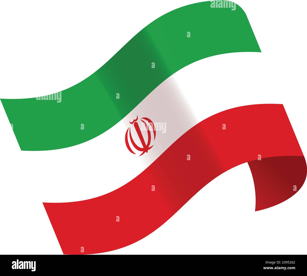 Graphic illustration of the national flag of iran with a dynamic wave ...
