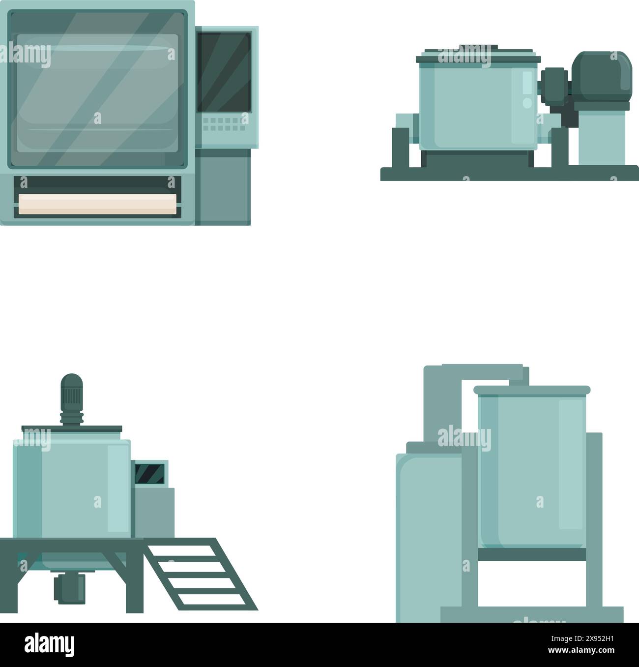 Collection of four vector icons representing different industrial ...