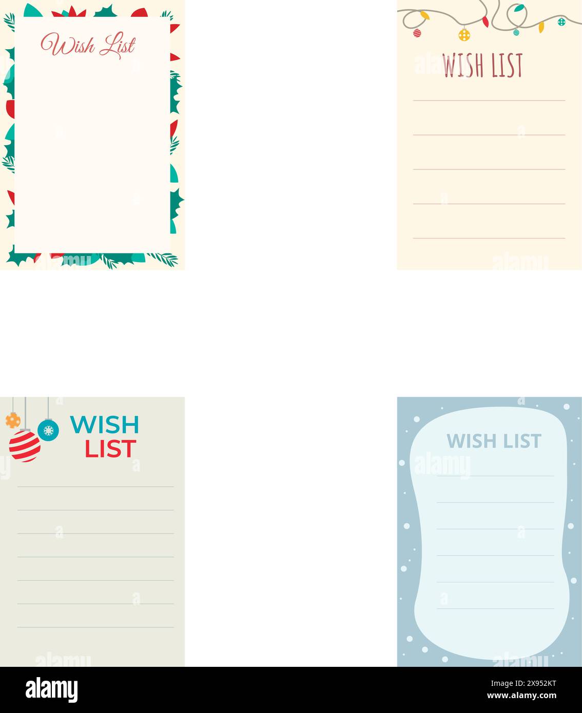 Set of four holidaythemed wish list designs, perfect for seasonal ...