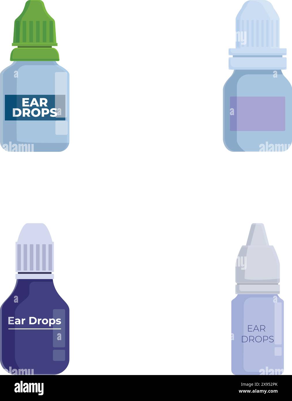 Four different styles of ear drops bottles in vector design, ideal for ...