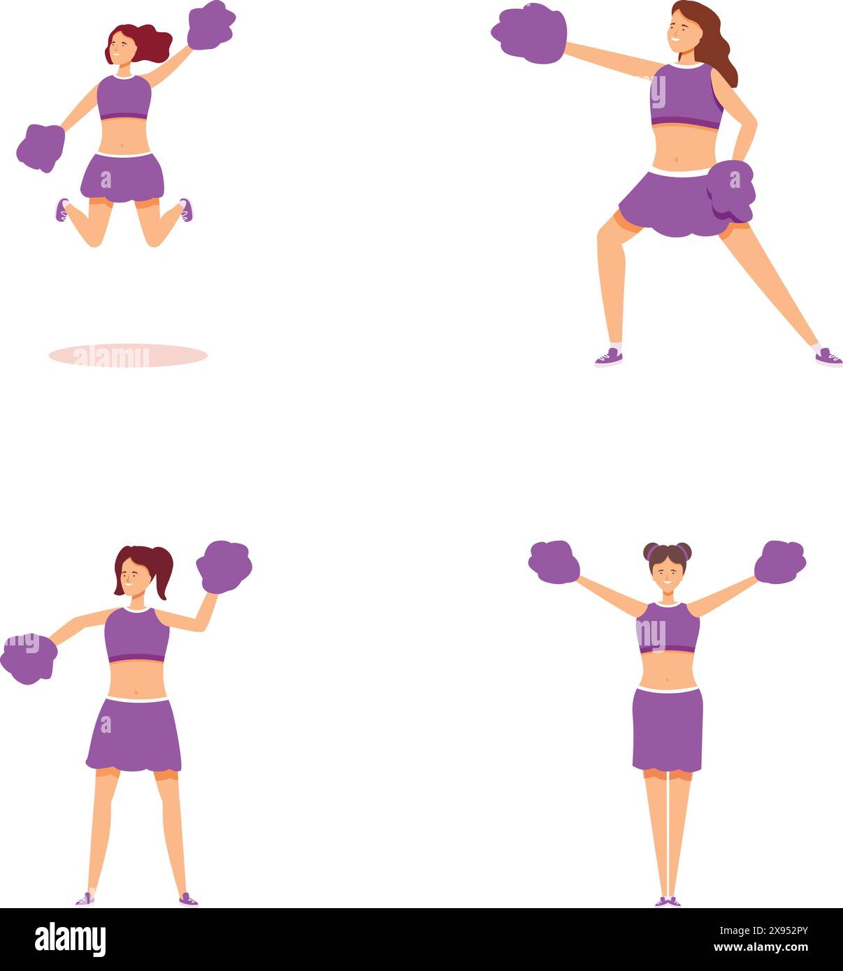 Vector illustrations of fitness routine for women exercising with ...