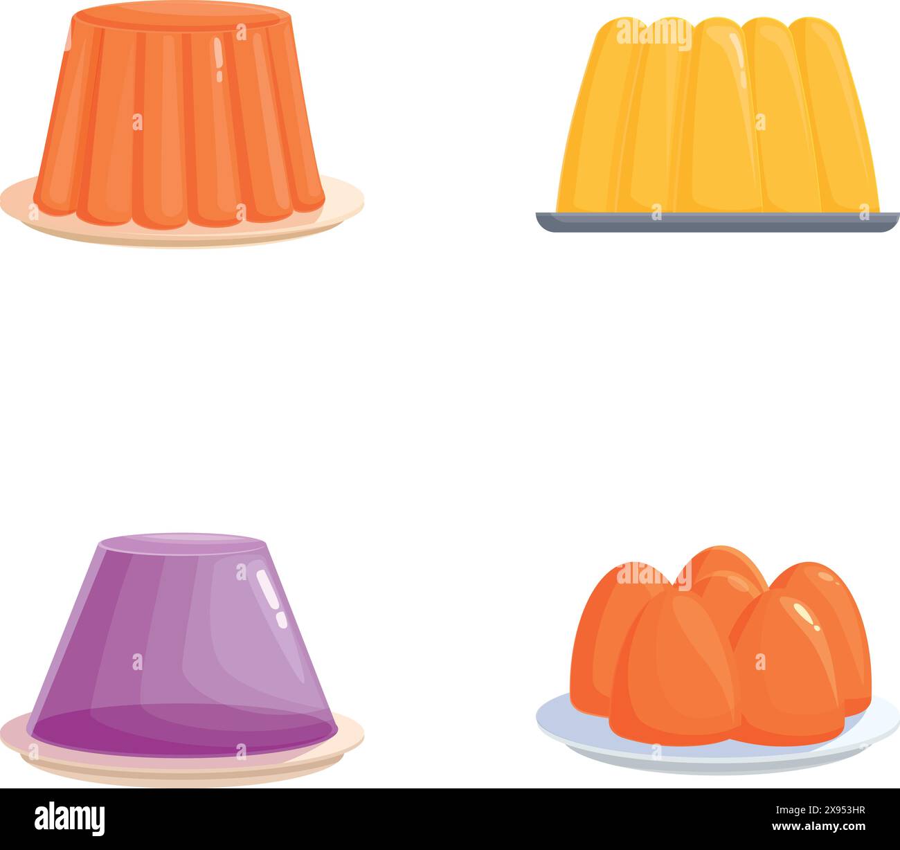 Collection of four different kinds of cartoonstyle jelly illustrations ...