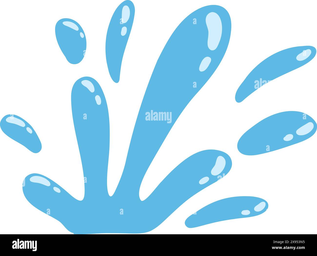 Cartoon blue dripping water drop, splash, spray and tear. Liquid flow ...