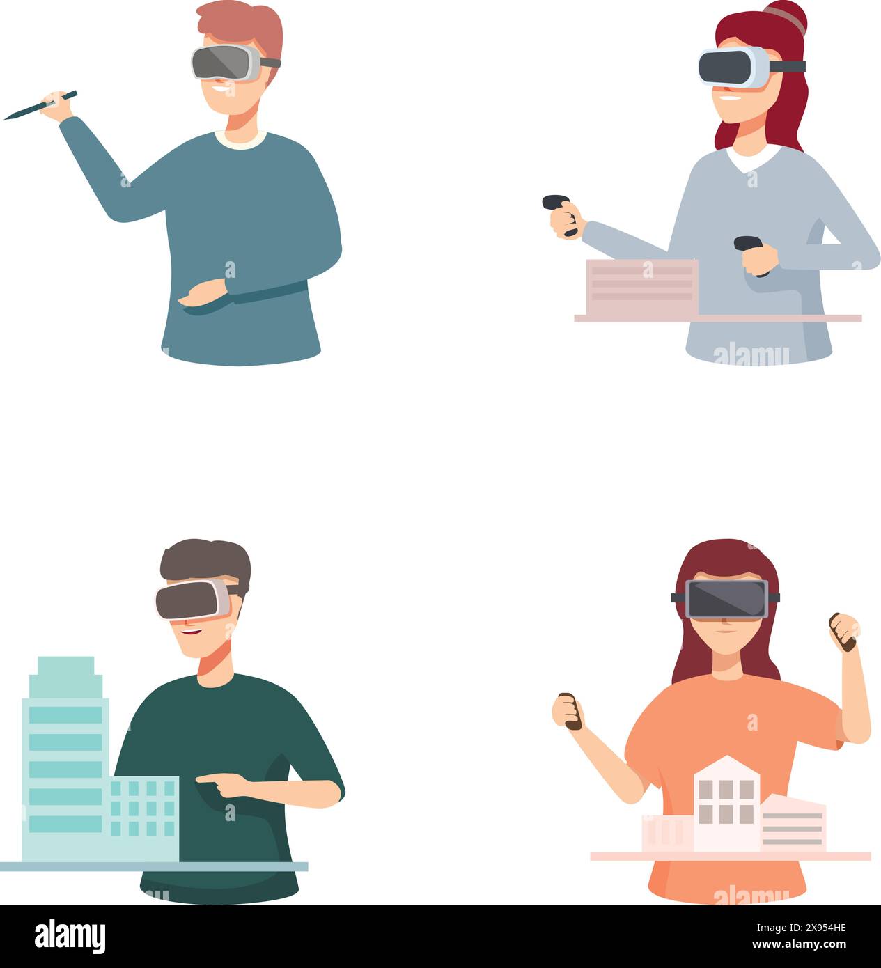 Illustrations of people wearing vr headsets hi-res stock photography ...