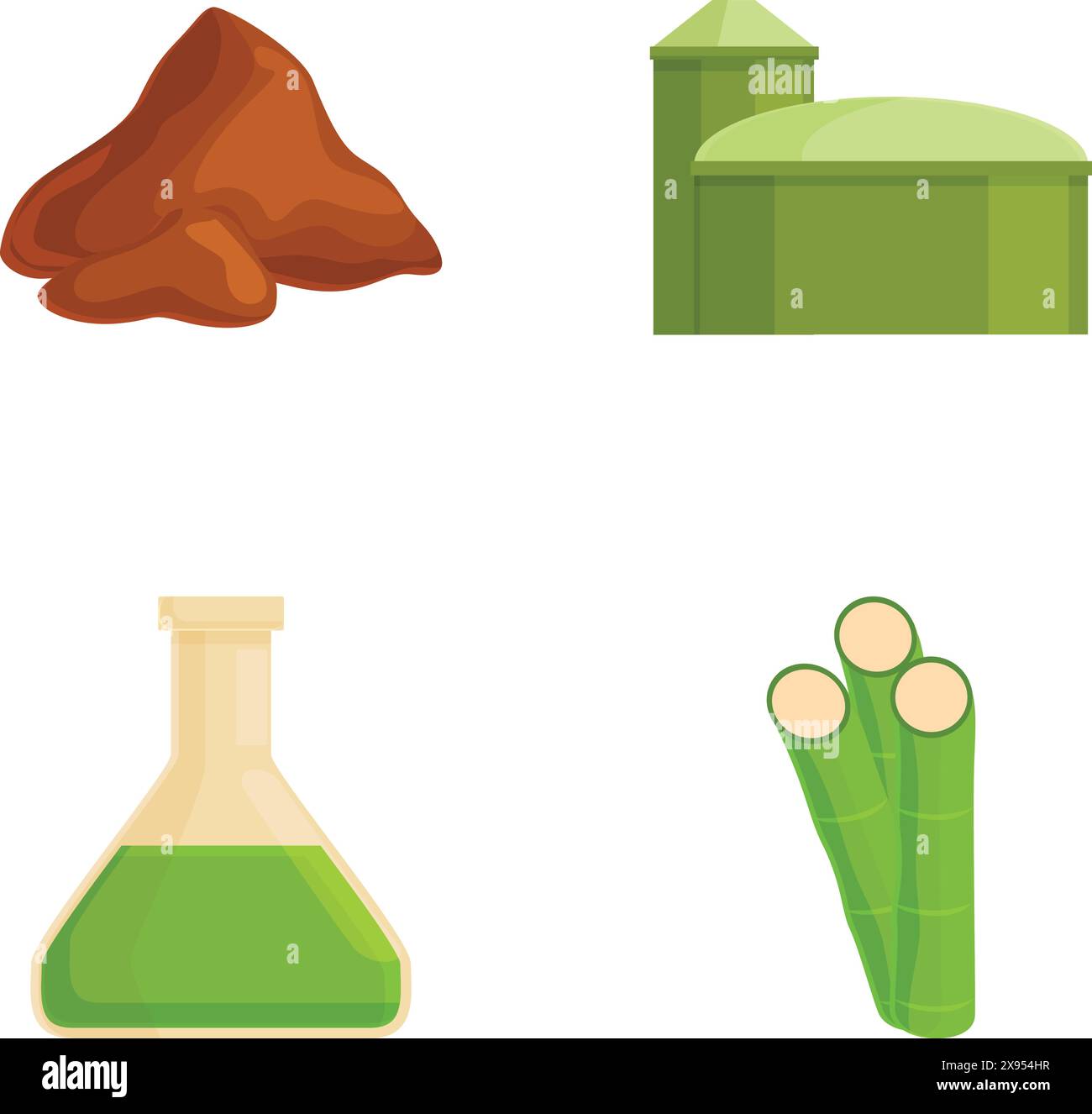 Vector set of farm elements heap of soil, grain storage, fertilizer ...