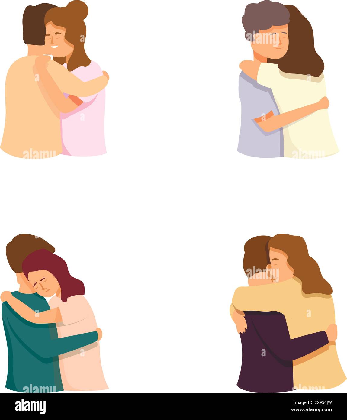 Illustrations of women from different backgrounds hugging each other ...