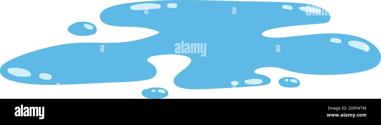 Cartoon blue dripping water drop, splash, spray and tear. Liquid flow ...