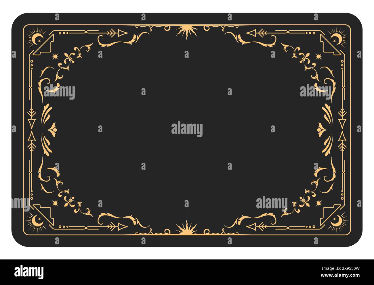 Ornate magic frame, reverse side of tarot cards, border with mystic ...