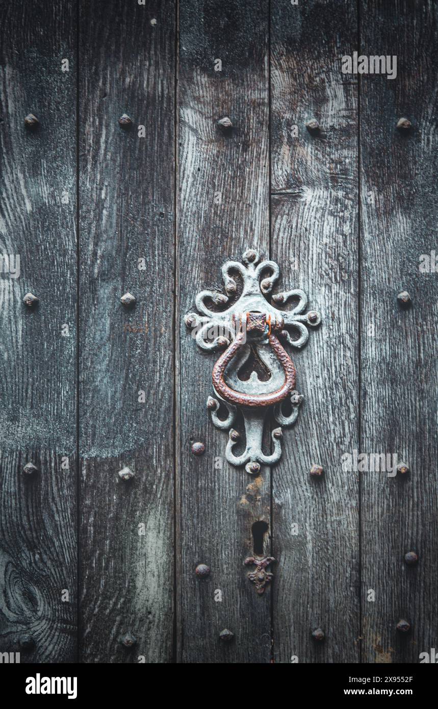 English Oak medieval studded door in Adderbury, Oxfordshire Stock Photo ...