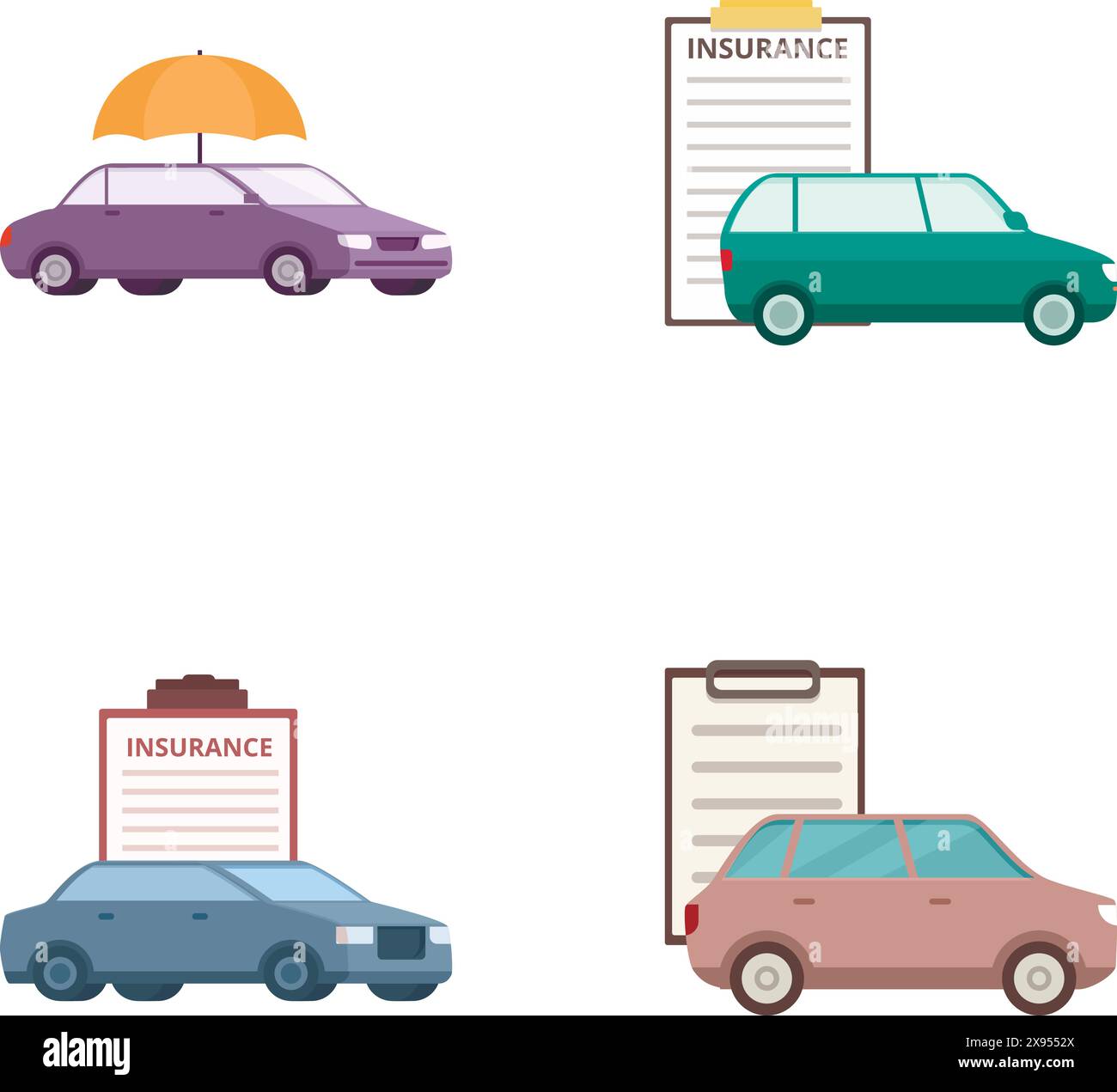 Colorful and simple car insurance concept icons in flat design for ...