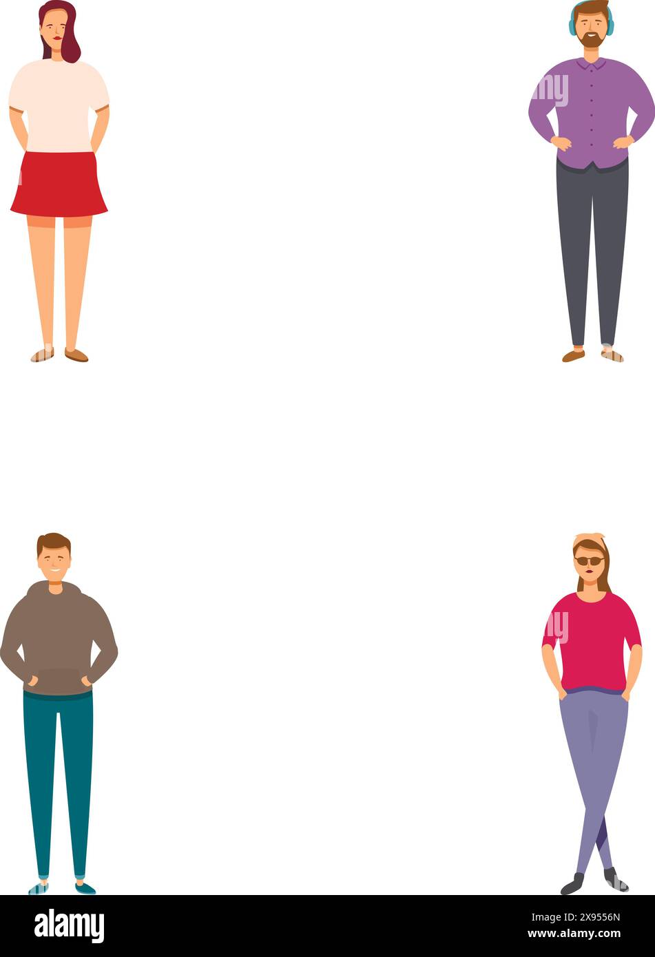 Illustration featuring four diverse cartoon people with neutral ...