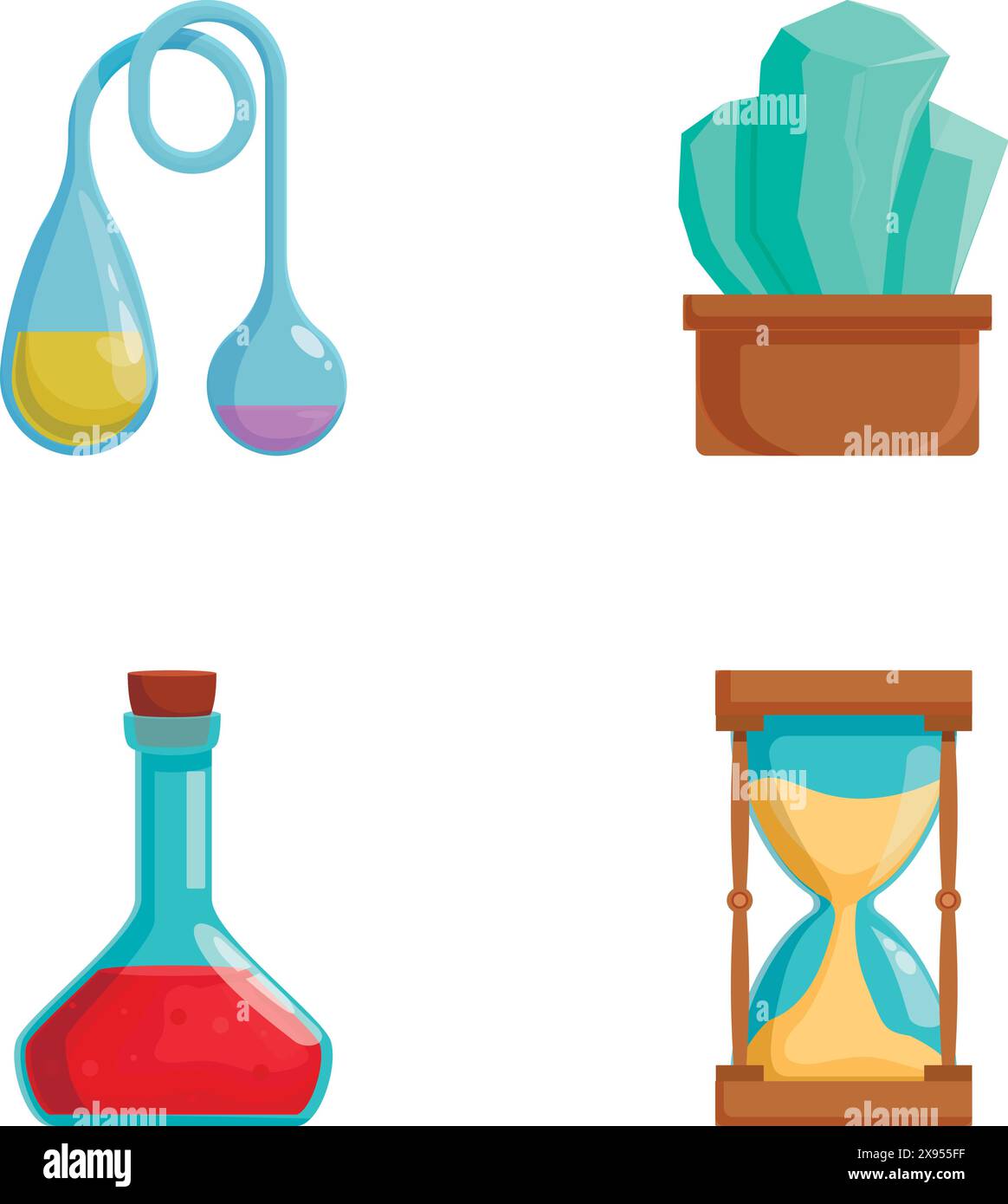 Vibrant set of four flat design icons featuring scientific and time ...