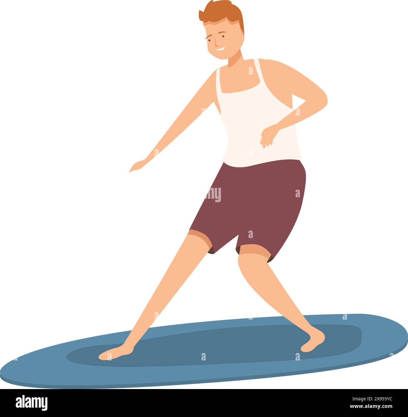 Illustration of a young man maintaining balance in a yoga posture on a ...