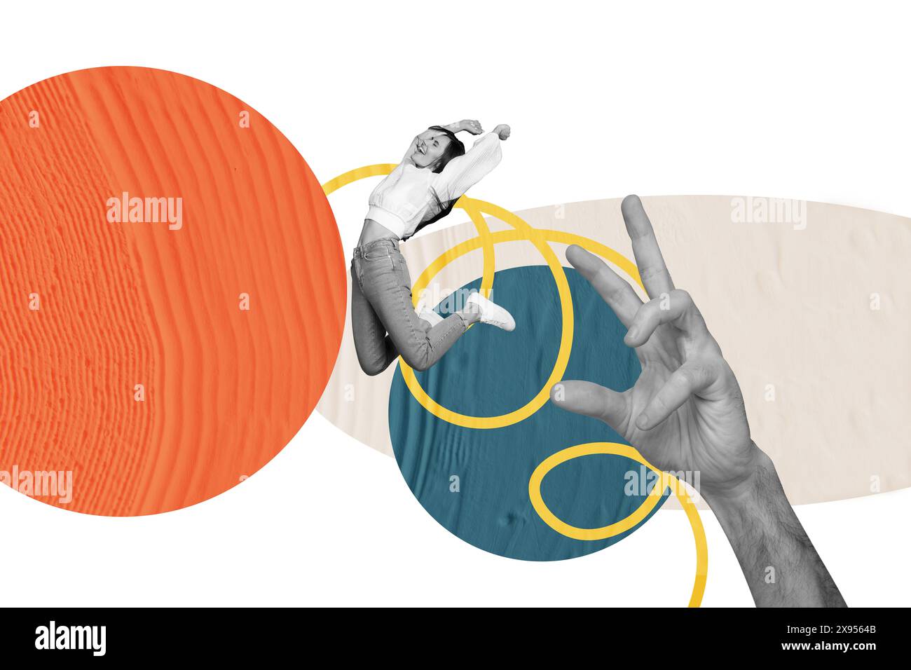 Composite trend artwork sketch image photo collage of colorful elements ...