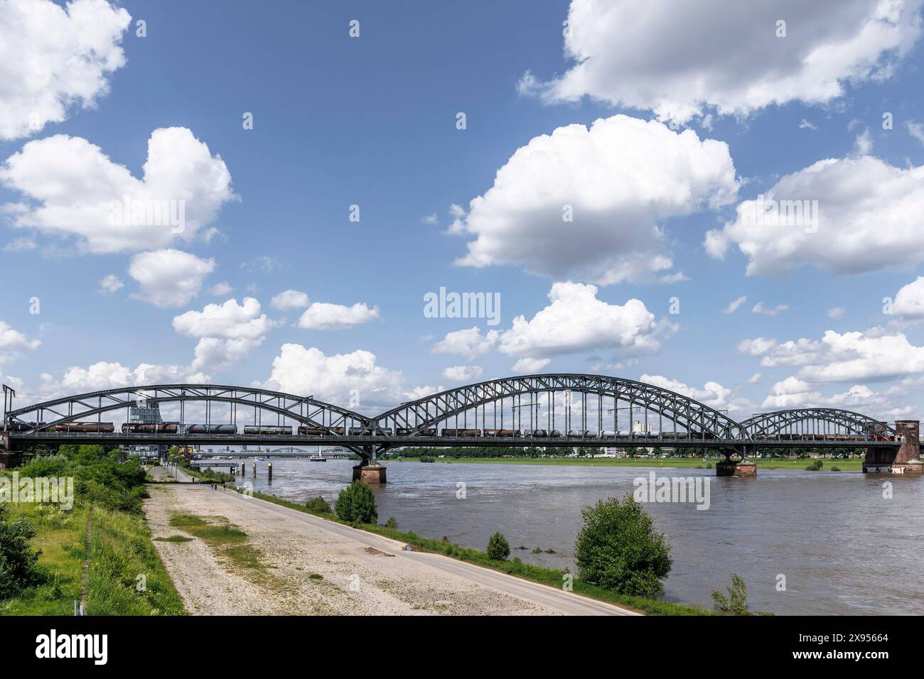 the Suedbruecke, railroad bridge over the river Rhine, Cologne, Germany ...