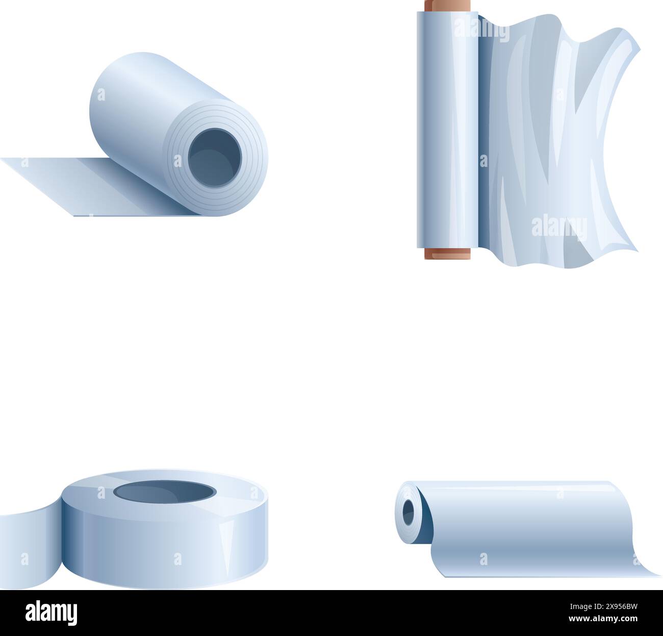 Collection of four detailed paper roll graphics on a white background ...