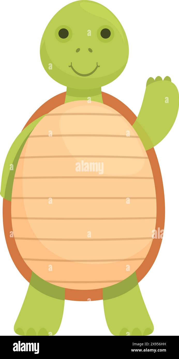 Adorable cartoon turtle with a cheerful wave isolated on a white ...
