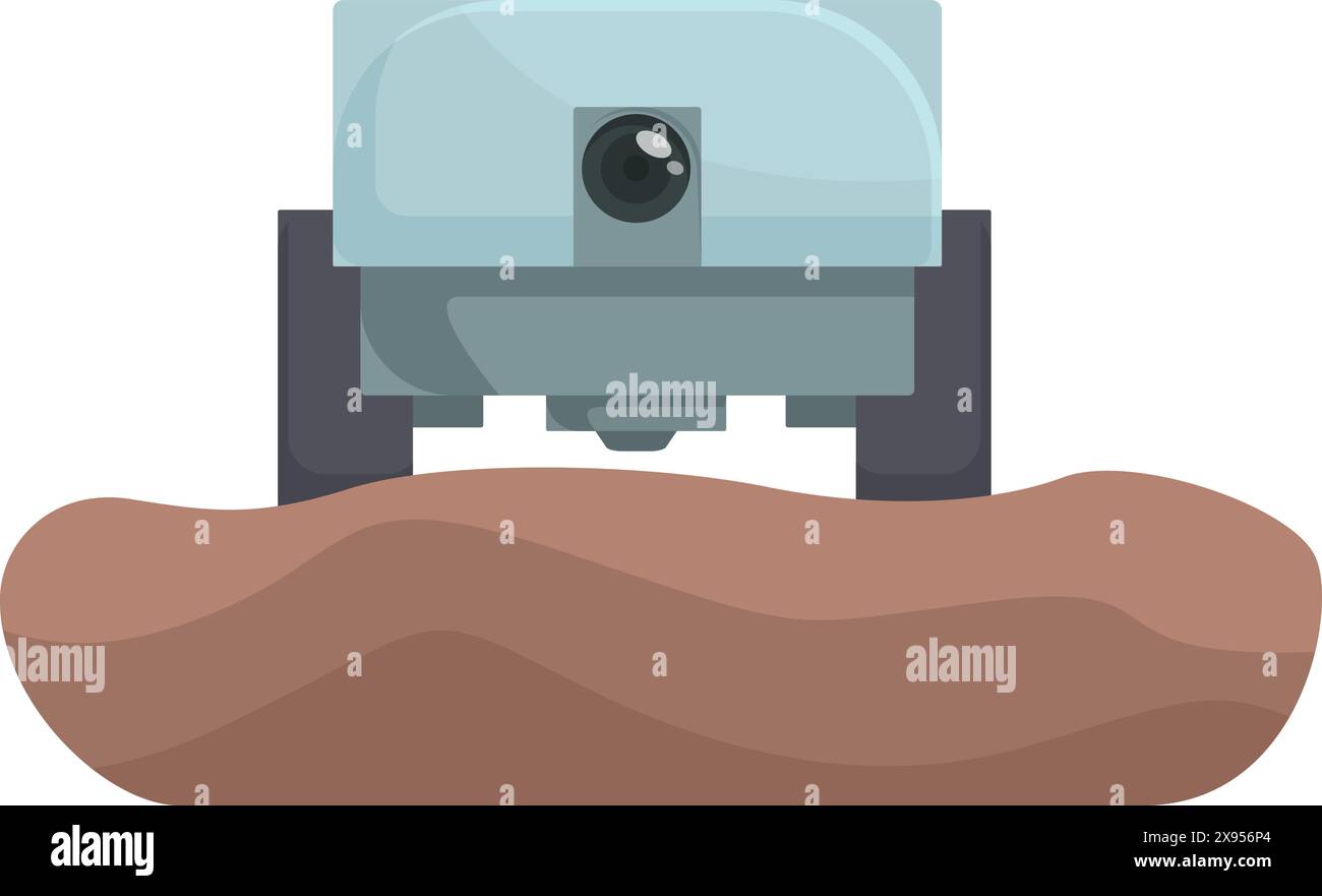 Cute, flat design of a cartoon instant camera placed on a wooden ...