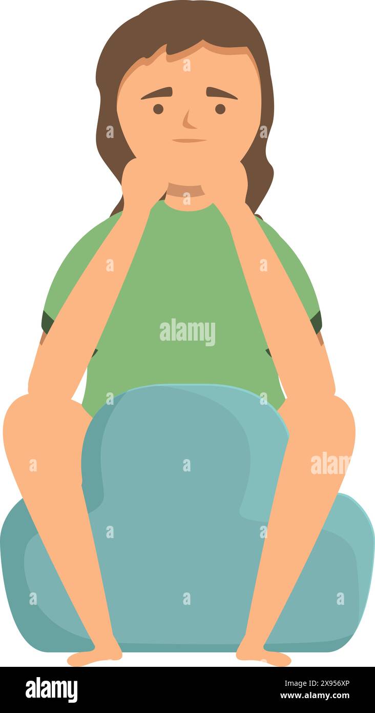 Vector illustration of a dejected cartoon character sitting with their ...
