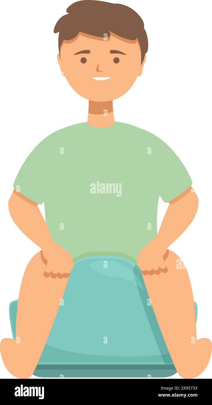 Illustration of a happy boy enjoying his time on a bouncing toy horse ...