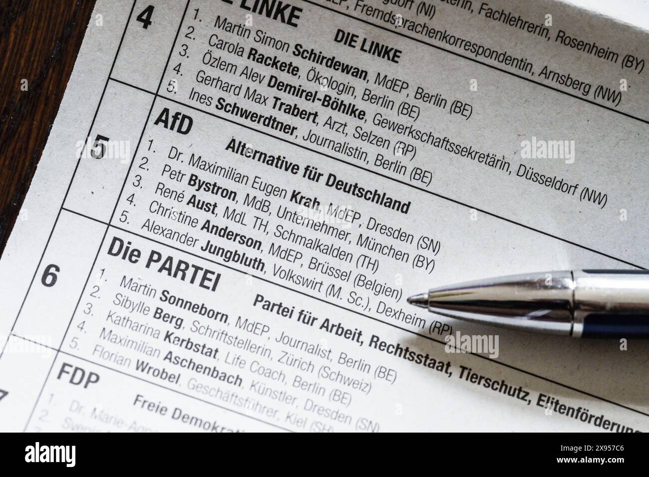 Afd, candidates Maximilian Krah and Petr Bystron, ballot paper, ballot ...