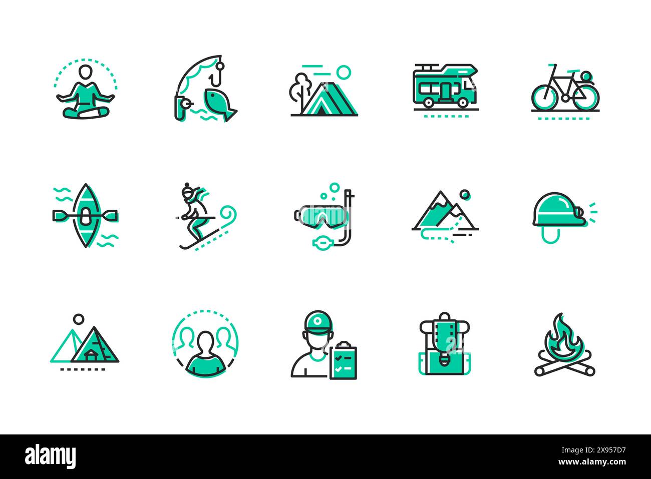 Outdoor activities - set of line design style icons Stock Vector Image ...