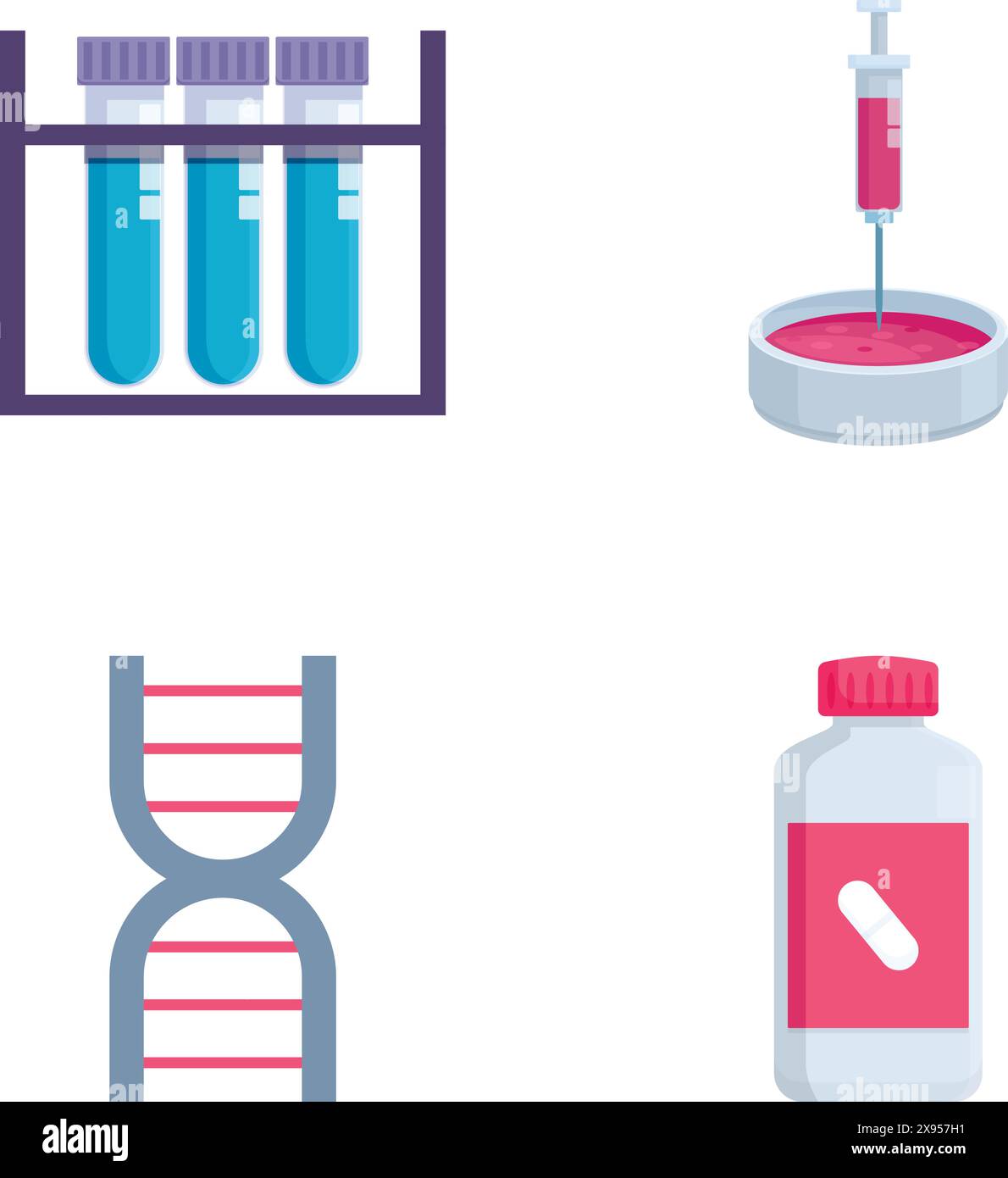 Collection of colorful vector icons representing medical research ...