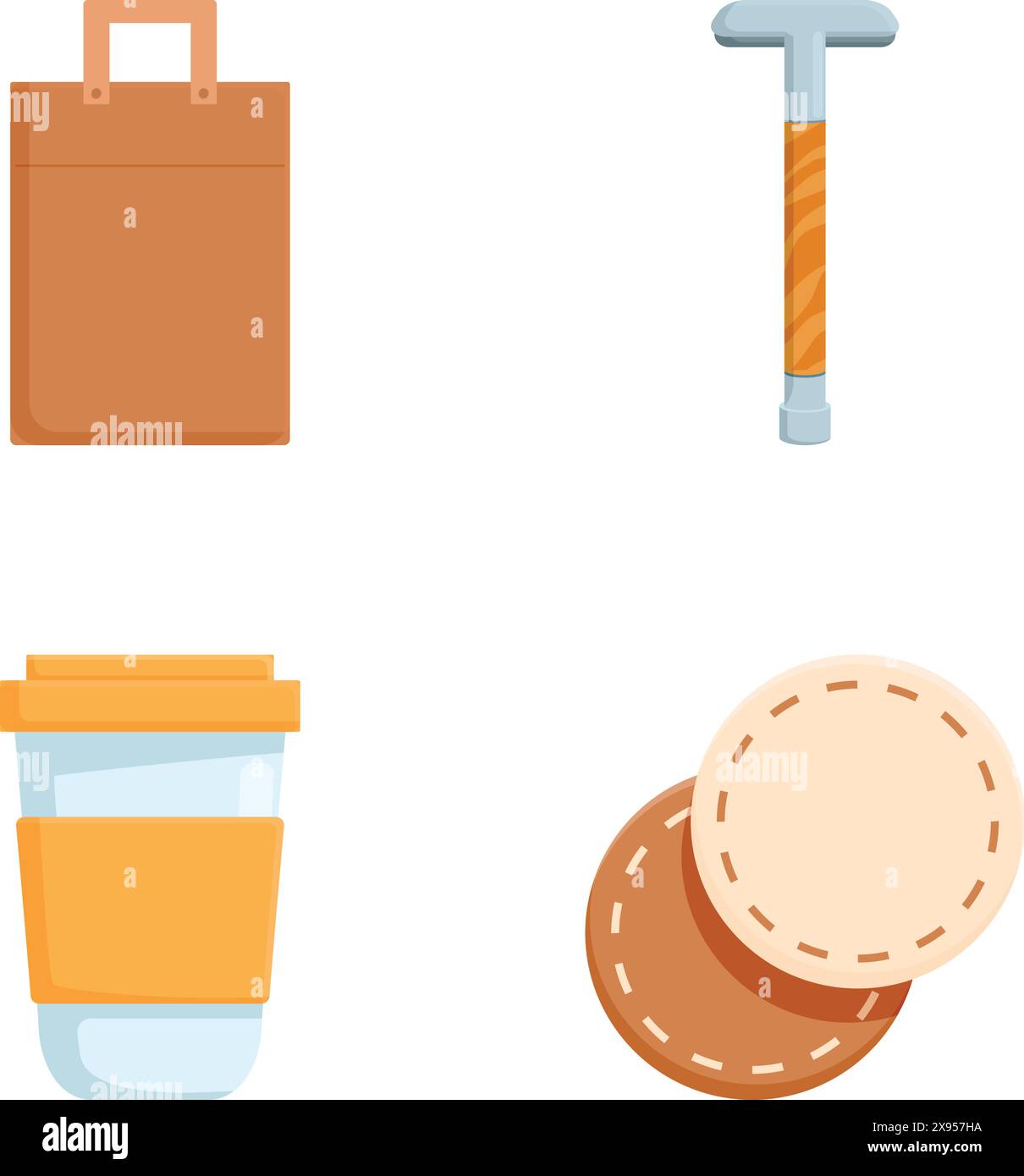 Collection of colorful vector illustrations featuring common items hi ...