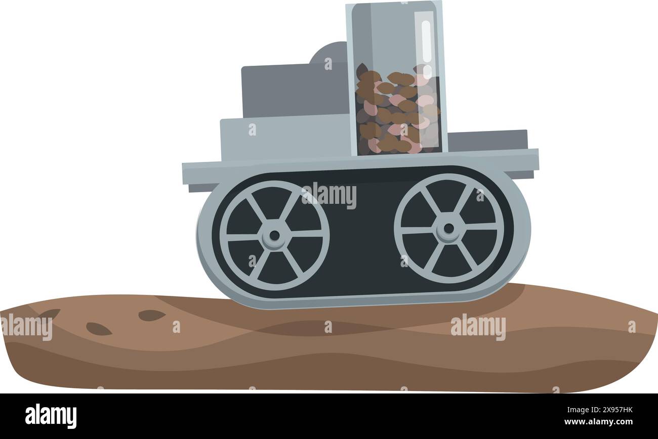 Vector illustration of a cartoonstyle mining cart full of rocks on ...