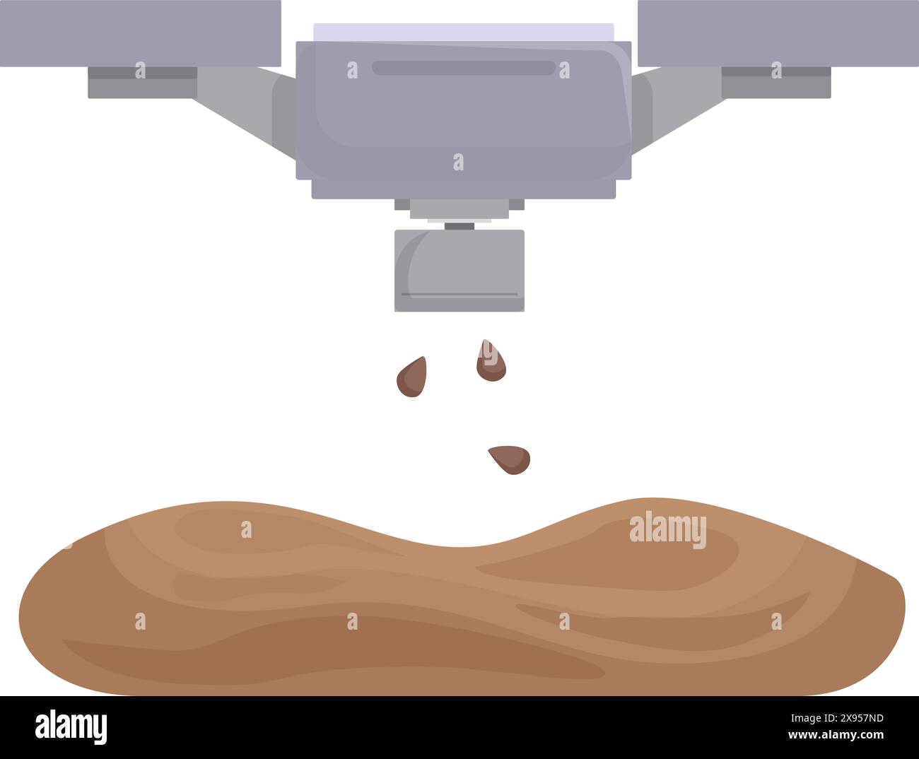 Vector graphic of a drone irrigating dry land, symbolizing technology ...