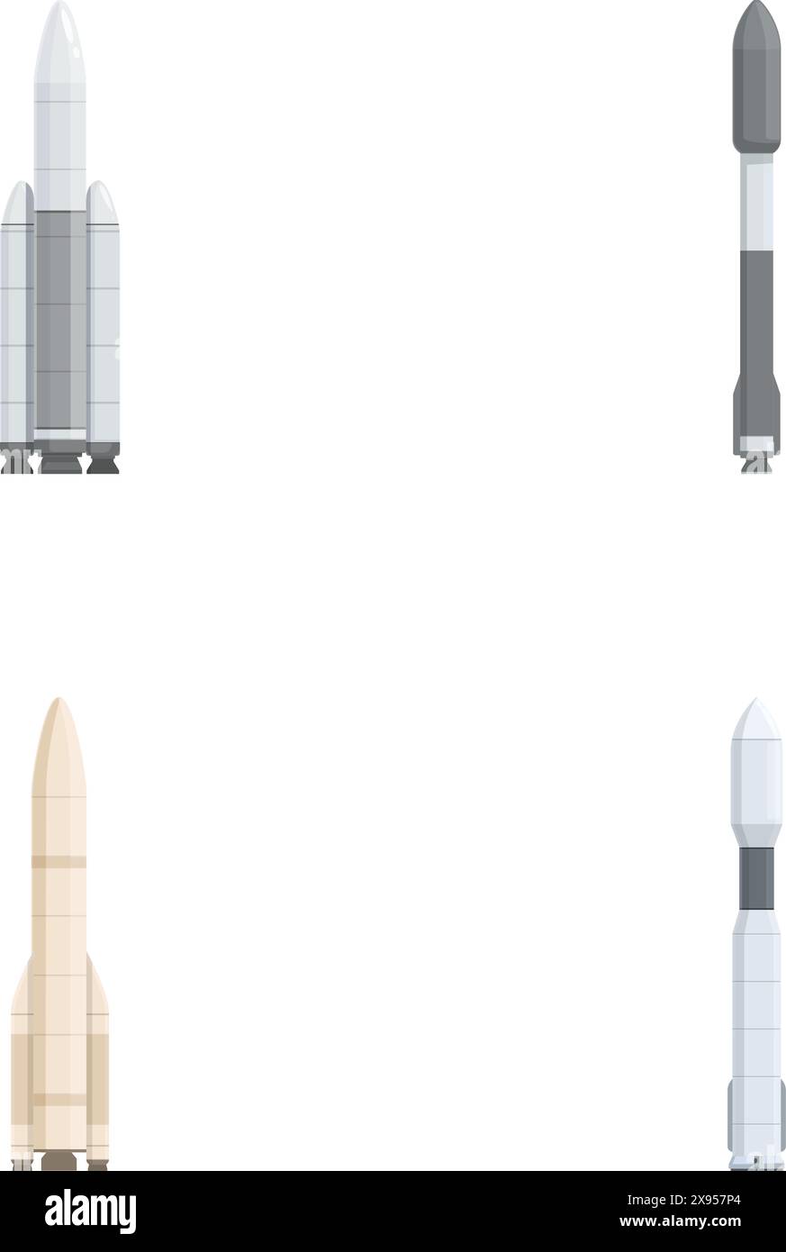 Collection Of Four Cartoonstyle Space Rockets In Various Designs