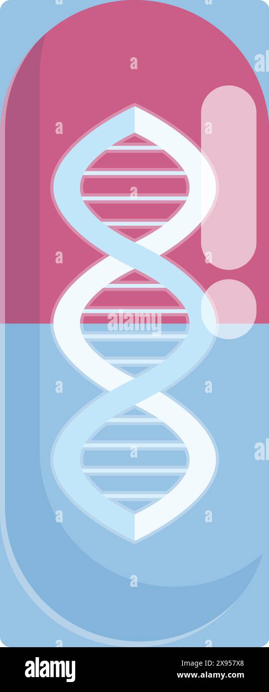 Modern vector illustration of a dna helix with a bold exclamation mark ...