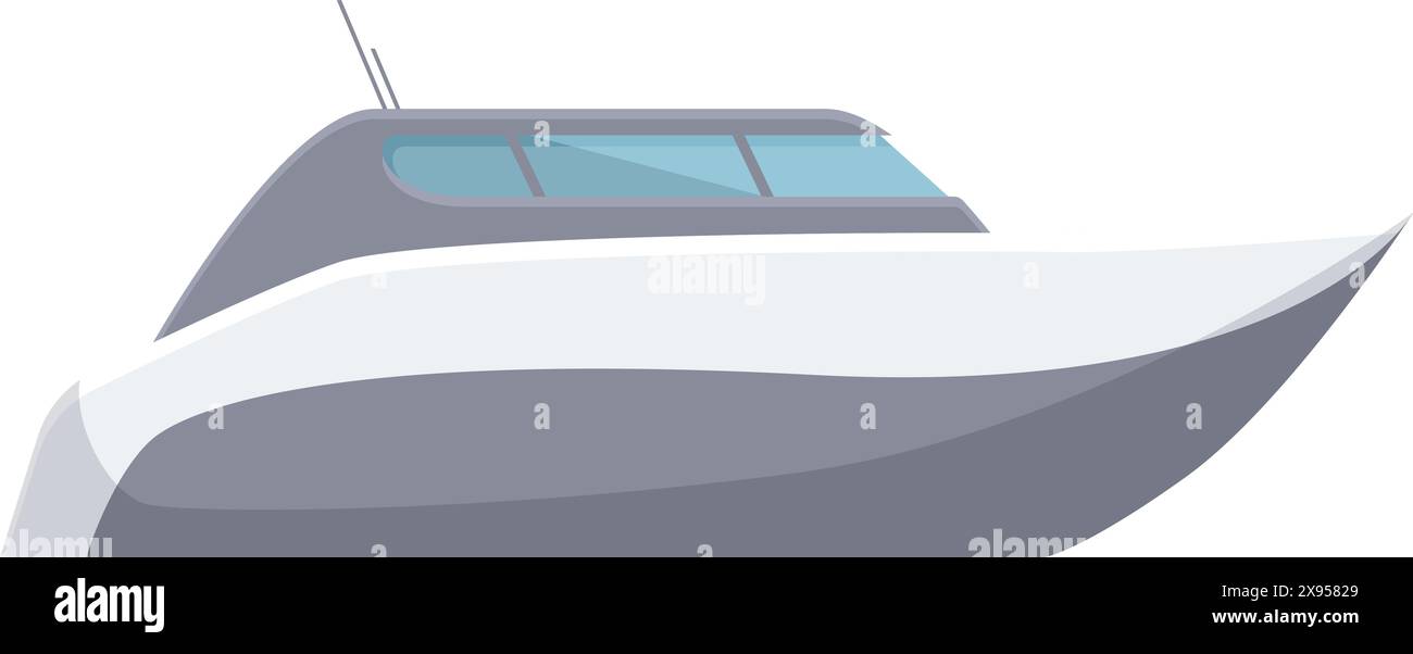 Vector graphic illustration of a sleek modern motor yacht isolated on a ...
