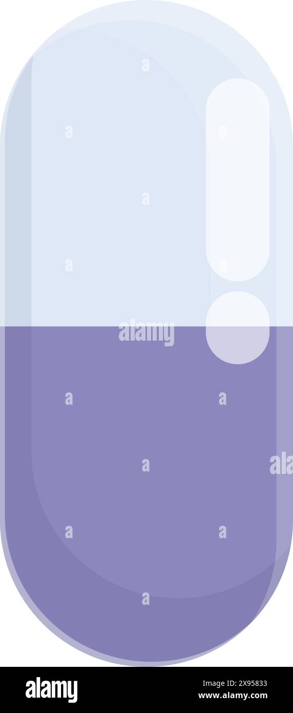 Graphic image of a single capsule pill with a dualtone blue and purple ...