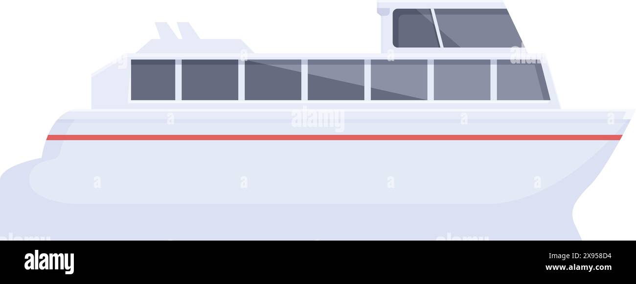 Flat vector design of a contemporary passenger ferry with a sleek ...