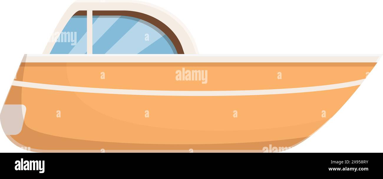 Sleek side view of a stylized wooden motorboat graphic, perfect for ...